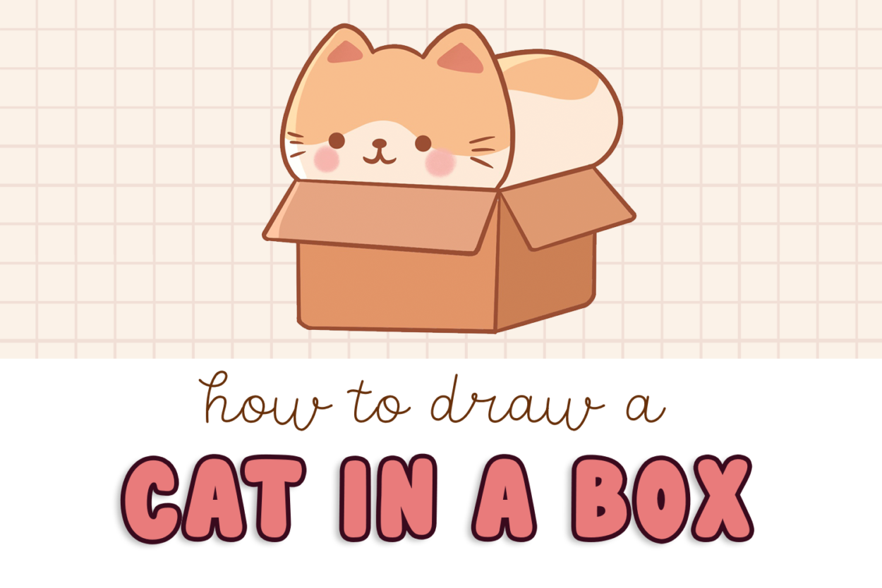 How to Draw a Cute Cat in a Box – Easy Step by Step – Draw Cartoon Style!