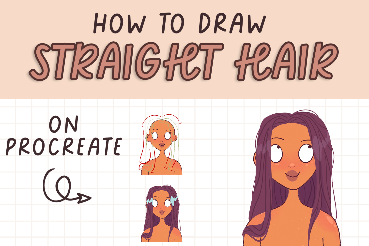 How To Draw Straight Hair On Procreate Easy Beginner Tutorial Draw