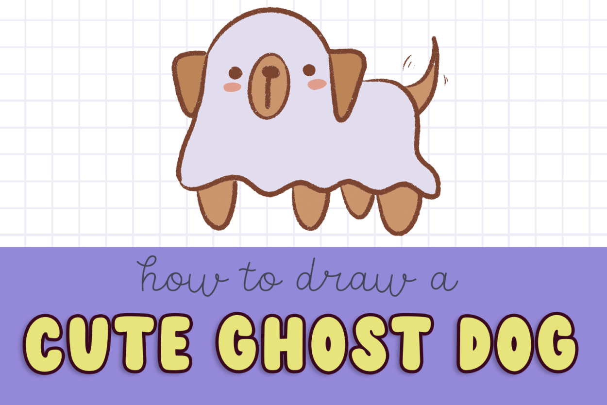 How to Draw a Cute Ghost Dog – Easy Step by Step – Draw Cartoon Style!