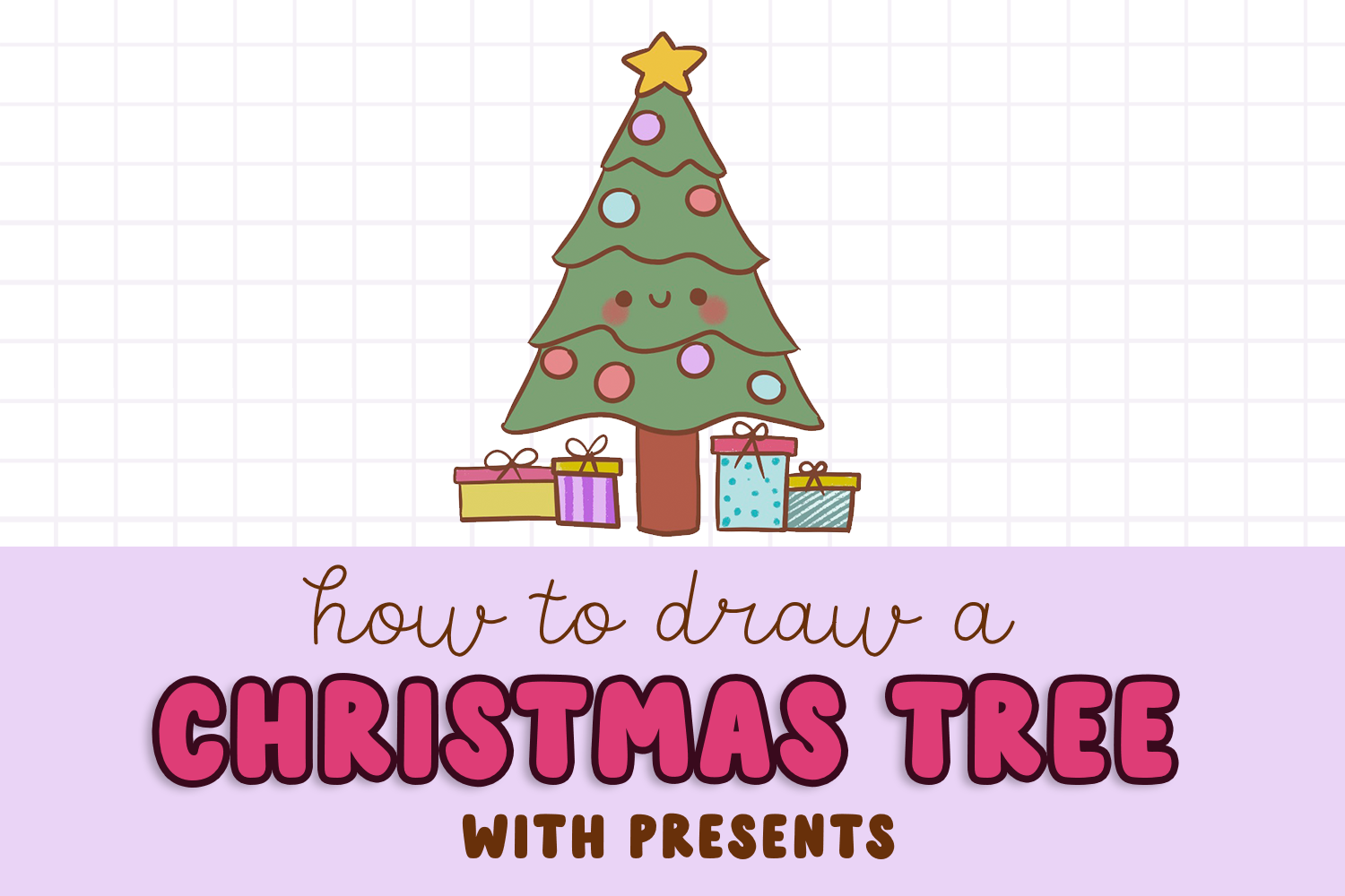 How To Draw A Christmas Tree With Presents easy For Kids 