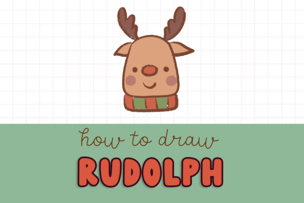 How to Draw Rudolph the Red Nose Reindeer face – Draw Cartoon Style!